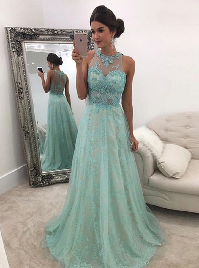 A-line Prom Dresses, Prom Dresses With Appliques, Prom Dresses Long ...
