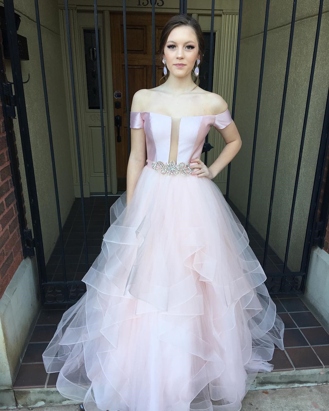 High Quality Prom Dress Floor Length Princess Off The Shoulder Pink ...